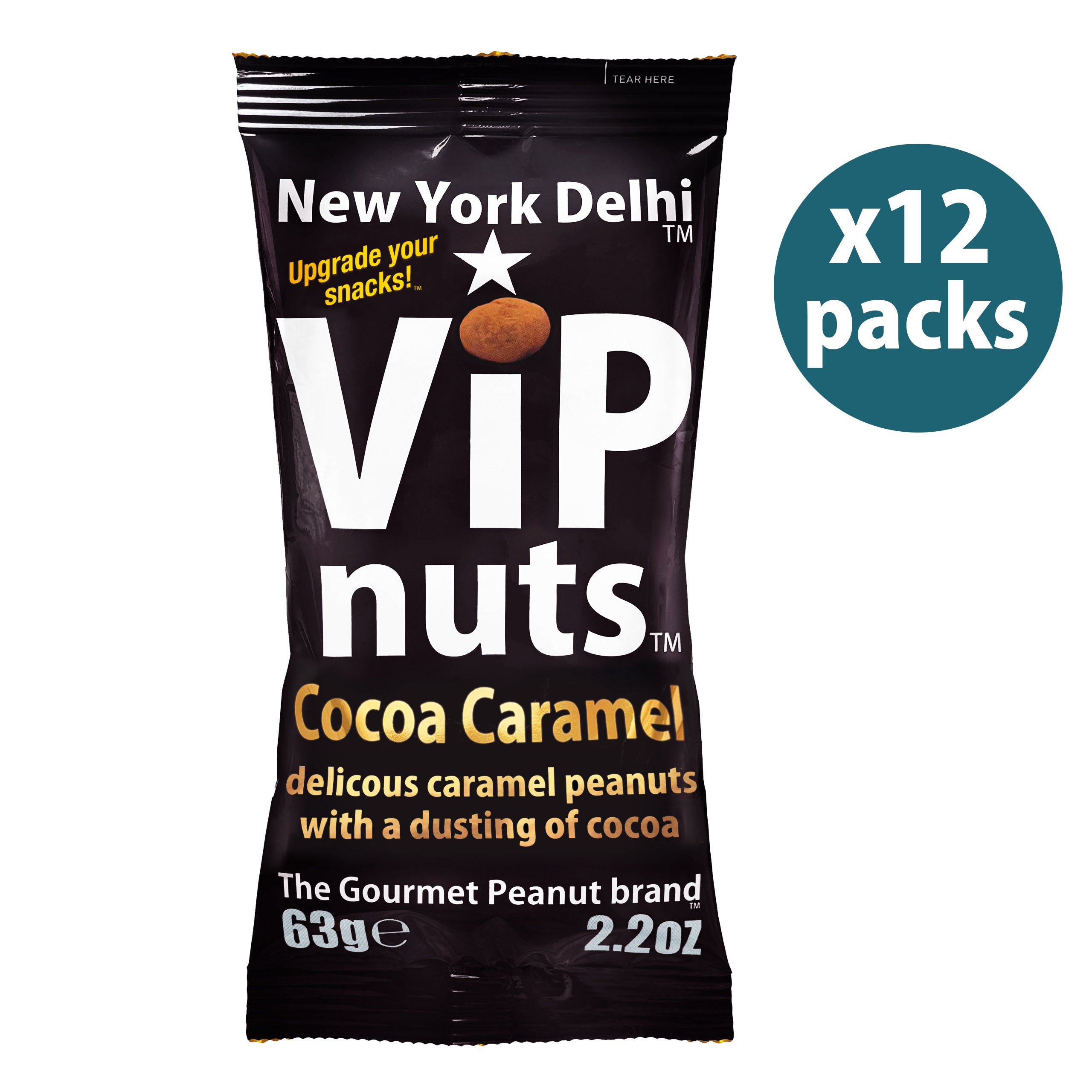 ViPnuts Cocoa Caramel peanuts 12 x 63g case – New York Delhi